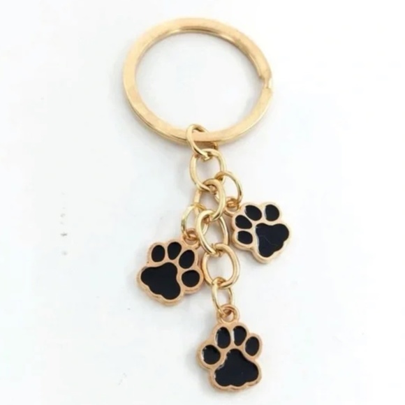 None | Accessories | Nwt Cat Or Dog Paw Print Keychain In Black And ...